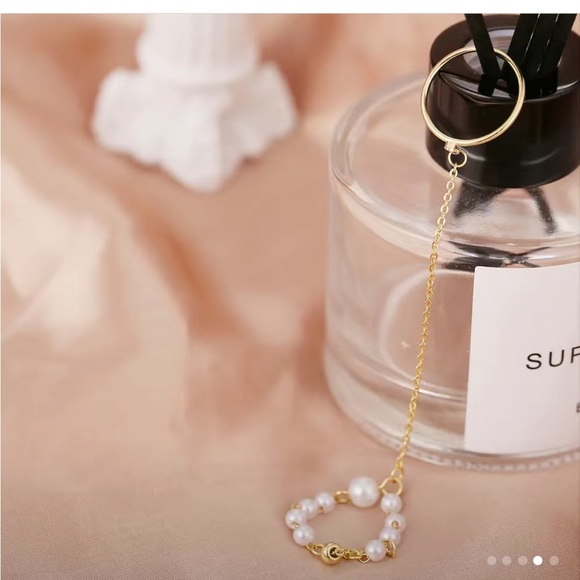 Jewelry | Hand Chain Faux Pearl Rhinestone Ring 22k Gold Plated Jewelry ...